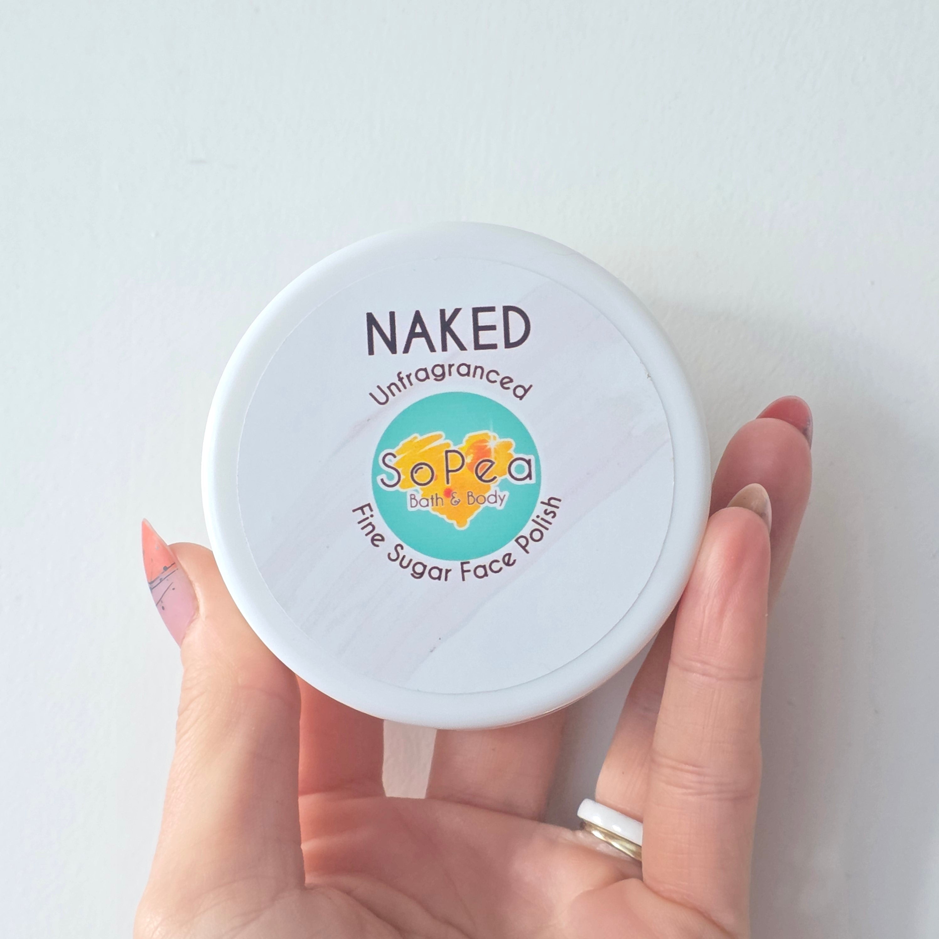 NAKED | Fragrance Free | Fine Sugar Face Polish – SoPea Bath & Body